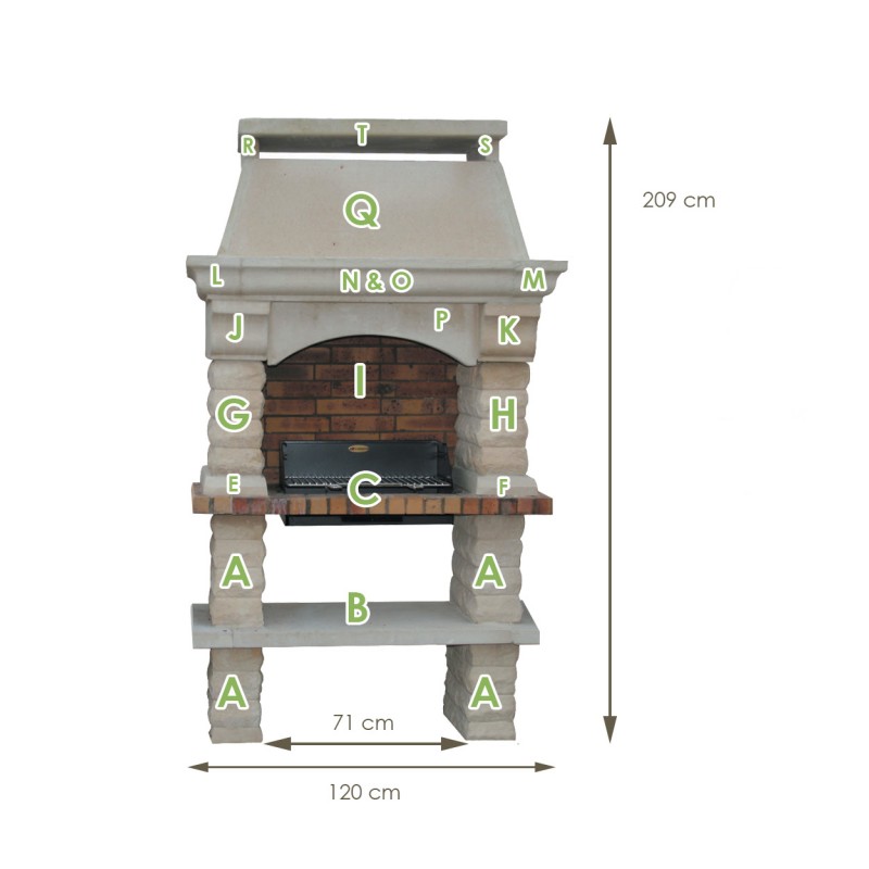 Barbecue Rustique grand modèle Ton Blanc cuisine de jardin - Jardiprotec
