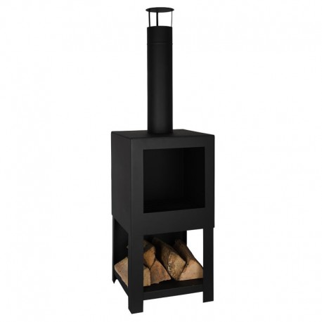 Brasero chauffe terrasse cheminée avec rangement bois - Jardiprotec