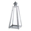 Lanterne décorative pyramidale en verre et fer - Jardiprotec