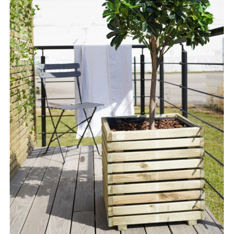 Bac à fleurs en bois carré/rectangle pour terrasse ou jardin - Jardiprotec