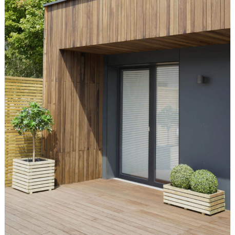 Bac à fleurs en bois carré/rectangle pour terrasse ou jardin - Jardiprotec